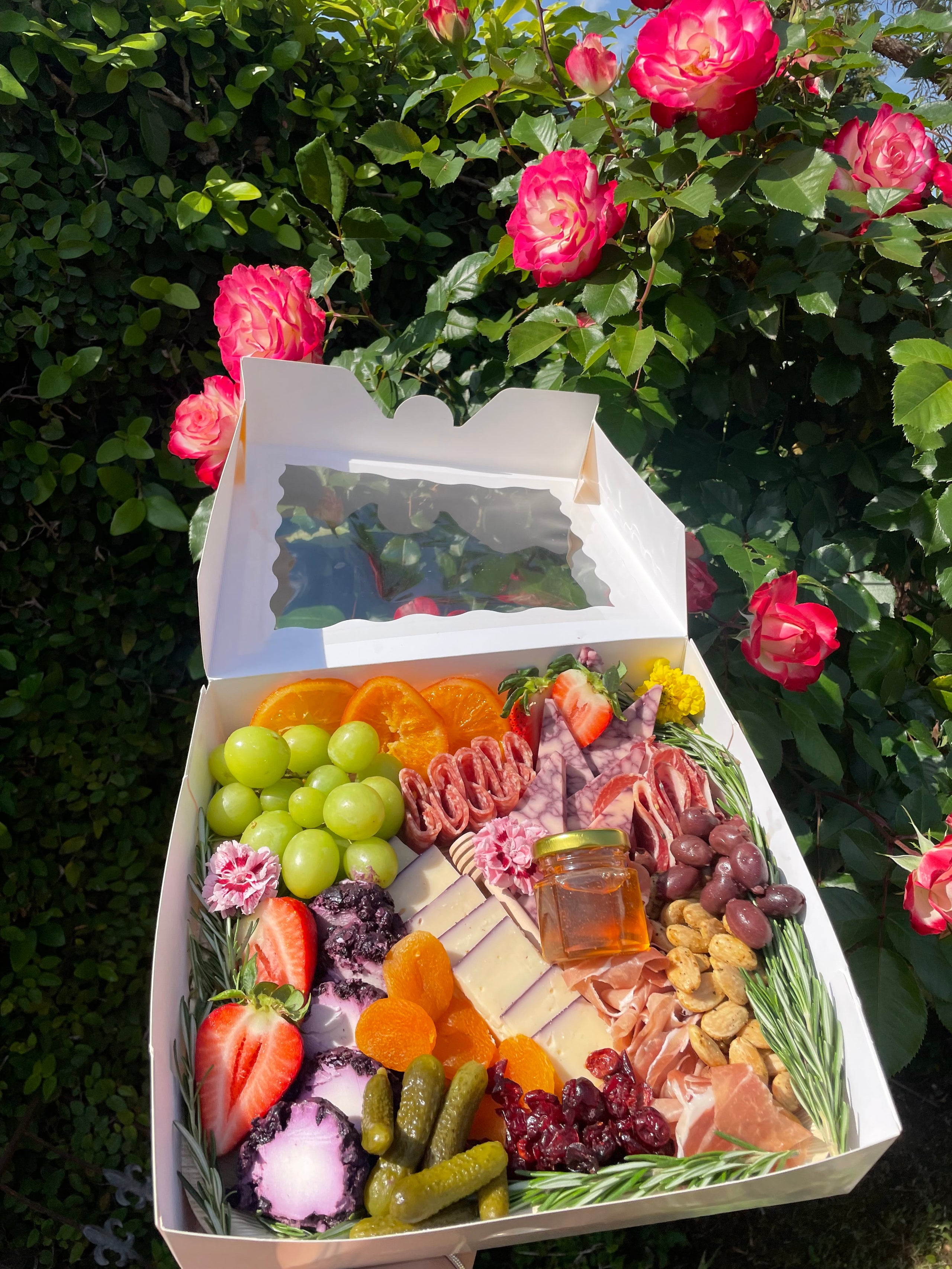 Edible floral box | HoneyBox Bakersfield Charcuterie